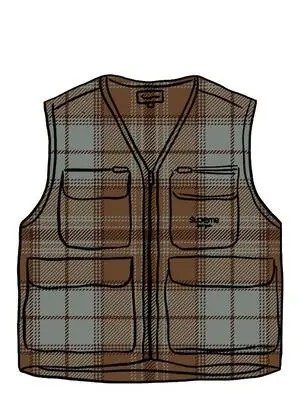 Supreme Tartan Flannel Cargo Vest - Black