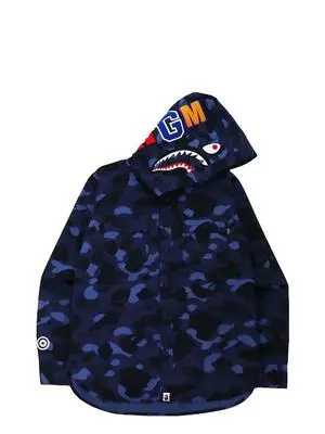 A BATHING APE Camo Shark Hoodie Shirt Navy