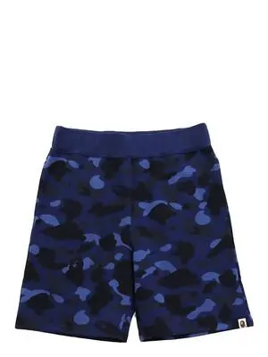 A BATHING APE Camo Sweat Shorts - Navy Blue