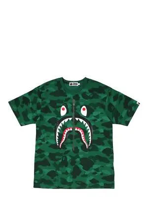 A BATHING APE Camo Shark Tee Shirt - Green