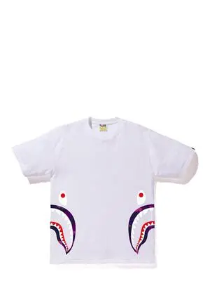A BATHING APE Camo Side Shark Tee Shirt - White/purple