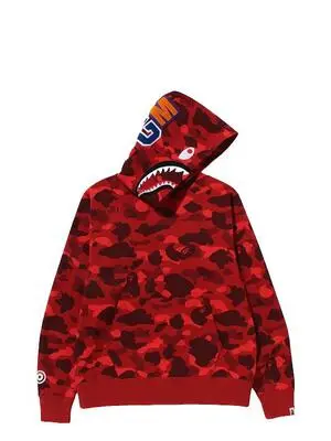 A BATHING APE Camo Shark Pullover Hoodie - Red