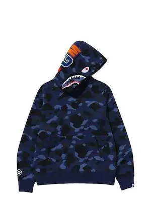 A BATHING APE Camo Shark Pullover Hoodie - Navy Blue