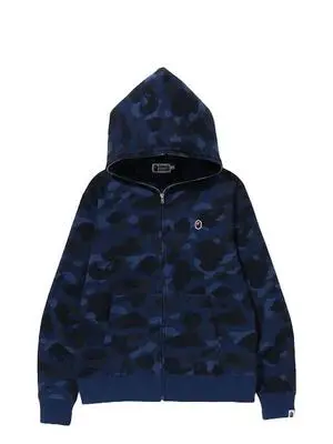 A BATHING APE Camo Thermal Full Zip Hoodie Navy Blue