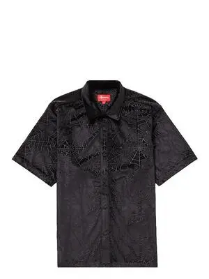 Supreme Spider Web Velvet Short Sleeve Shirt - Black