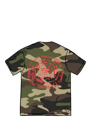Supreme Spiral Tee Shirt Woodland Camo