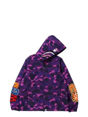 A BATHING APE Camo Wgm Shark Hoodie Jacket - Purple