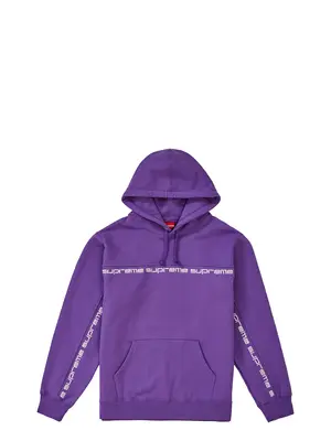 Supreme Text Stripe Hooded Sweatshirt Violet
