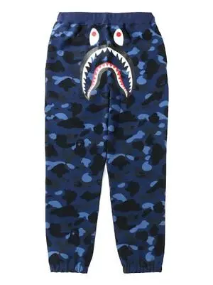A BATHING APE Camo Shark Sweatpants - Navy Blue