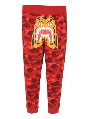 A BATHING APE Camo Tiger Slim Sweat Pants - Red