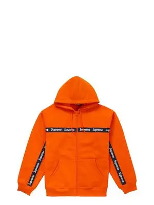 Supreme Text Stripe Zip Up Hooded Sweatshirt - Orange