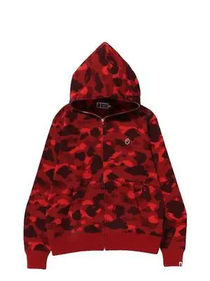 A BATHING APE Camo Thermal Full-zip Hoodie - Red
