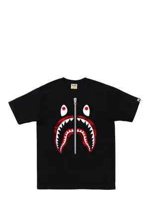 A BATHING APE Camo Shark Tee Shirt - Black Red