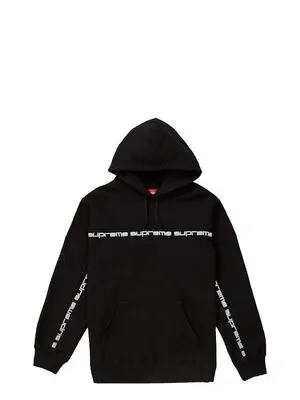 Supreme Text Stripe Hooded Sweatshirt - Black