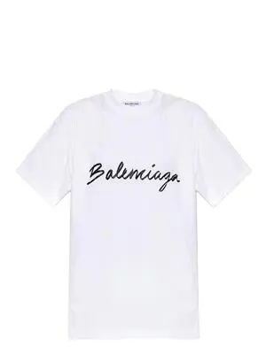 Balenciaga Script Logo T-shirt - White/black