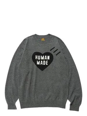 HUMAN MADE Heart Long Sleeve Knit Sweater - Grey