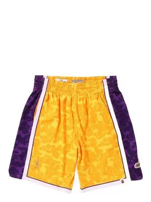 A BATHING APE X Mitchell & Ness Los Angeles Lakers Shorts - Yellow
