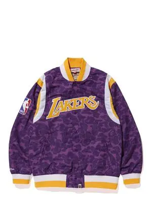 A BATHING APE X Mitchell & Ness Lakers Warm Up Jacket - Purple