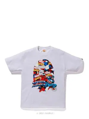 A BATHING APE X Marvel Comics Camo Captain America Tee Shirt - White