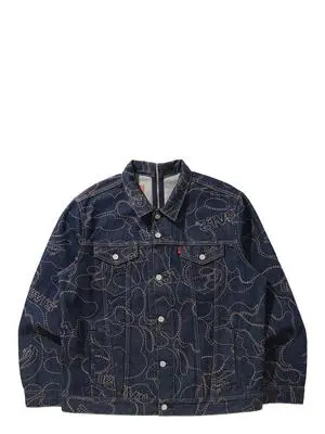 A BATHING APE X Levi's Camo Trucker Jacket - Indigo