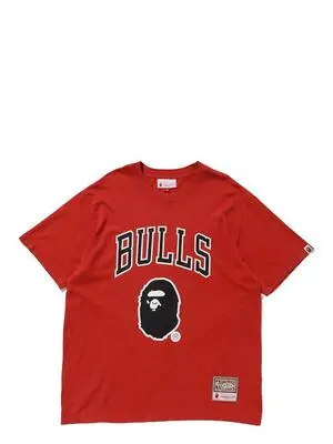 A BATHING APE X Mitchell & Ness Bulls Tee Shirt - Red