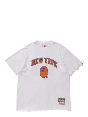 A BATHING APE X Mitchell & Ness Knicks Tee Shirt - White