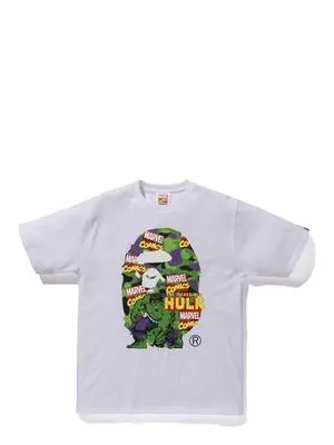 A BATHING APE X Marvel Camo The Hulk Tee Shirt - White