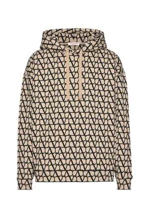 Valentino Garavani Allover Logo Hoodie - Beige/black