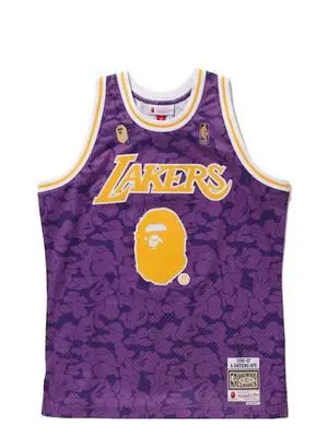 A BATHING APE X Mitchell & Ness Lakers Abc Basketball Swingman Jersey - Purple