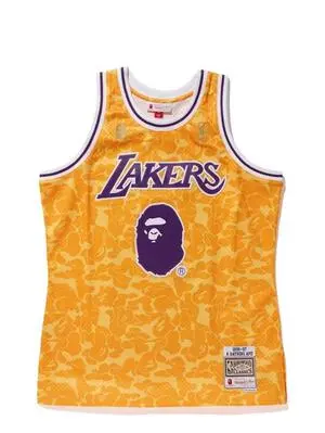 A BATHING APE X Mitchell & Ness Lakers Abc Basketball Swingman Jersey - Yellow