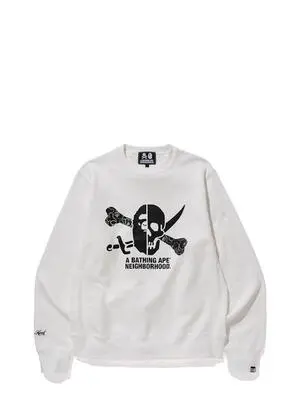 BAPE X Neighborhood Ape & Skull Crewneck Sweatshirt - White