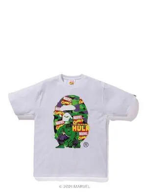 A BATHING APE X Marvel Comics Camo The Hulk Tee Shirt - White