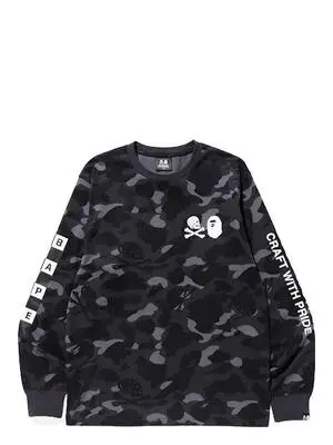A BATHING APE X Neighborhood Camo Long Sleeve Tee Shirt - Black