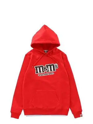 A BATHING APE BAPE X M&M's College Pullover Hoodie Red