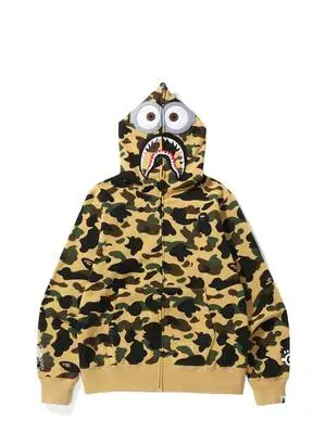 A BATHING APE Bape X Minions 1st Camo Shark Full Zip Hoodie Yellow