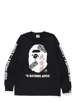 A BATHING APE X Naruto Ape Head Long Sleeve Tee Shirt - Black