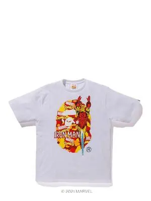A BATHING APE X Marvel Comics Camo Iron Tee Shirt - White