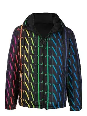 Valentino Garavani Vltn Allover Logo Reversible Down Jacket - Black