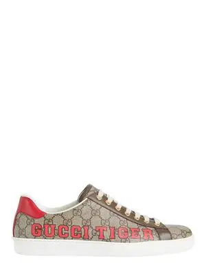 Gucci Ace Gg Tiger Sneakers - Beige/ebony/red