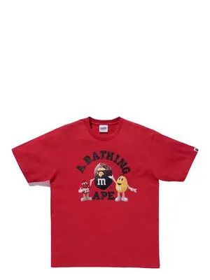 A BATHING APE X M&m's College Tee Shirt - Red