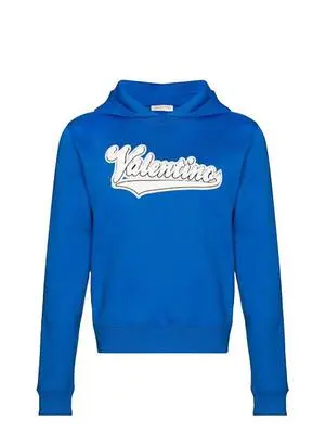 Valentino Garavani Embroidered Logo Popover Hoodie - Blue