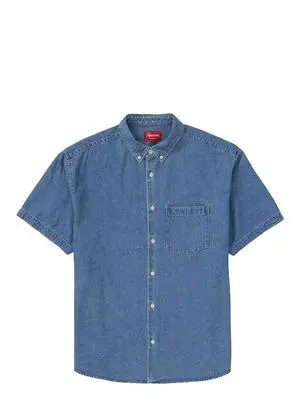 Supreme Embossed Denim Short Sleeve Shirt - Blue