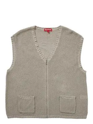 Supreme Dragon Zip Up Sweater Vest - Stone