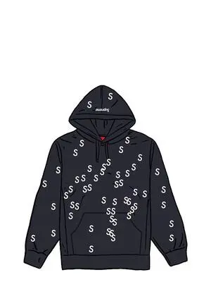 Supreme Embroidered Hooded Sweatshirt - Navy Blue