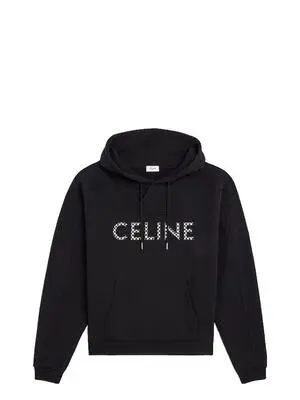 Celine Loose Fit Cotton Fleece Sweatshirt With Studs - Black/white