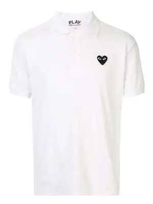 Play Comme Des Garcon Heart Polo Shirt - White
