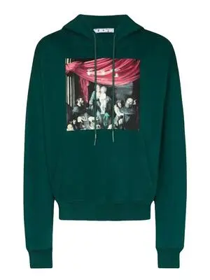 Off-White Oversized Caravaggio Painting Hoodie - Dark Green/black