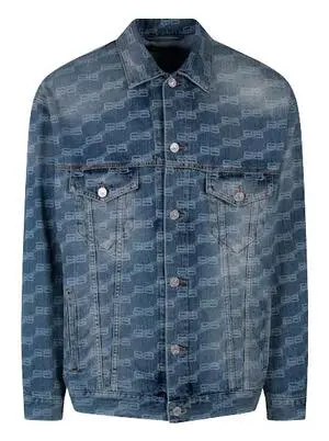 Balenciaga Bb Monogram Denim Jacket - Blue