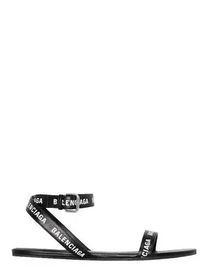 Balenciaga Logo Print Leather Sandals - Black/white