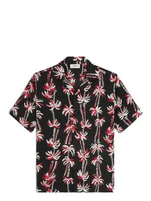 Celine Hawaiian Shirt In Printed Viscose - Black/brown/red